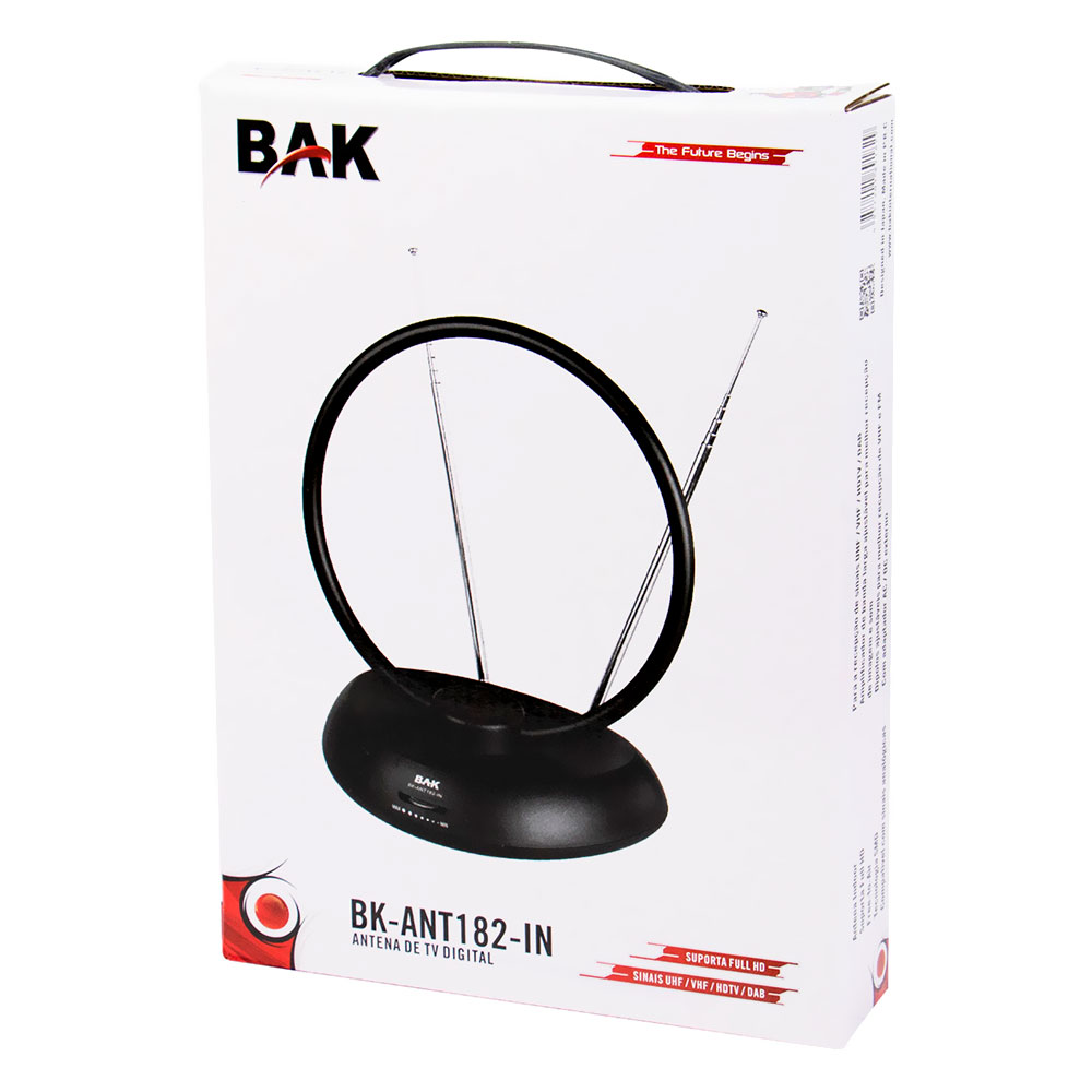 Antena para TV Digital BAK BK-ANT182-IN Interno / HD / UHF / VHF / HDTV ...
