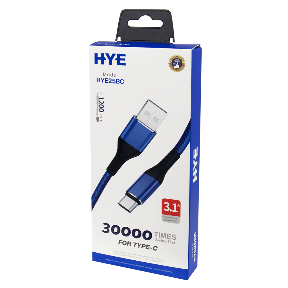 Cabo HYE HYE25BC Type-C Macho A USB Macho 1.2M - Azul no Paraguai ...