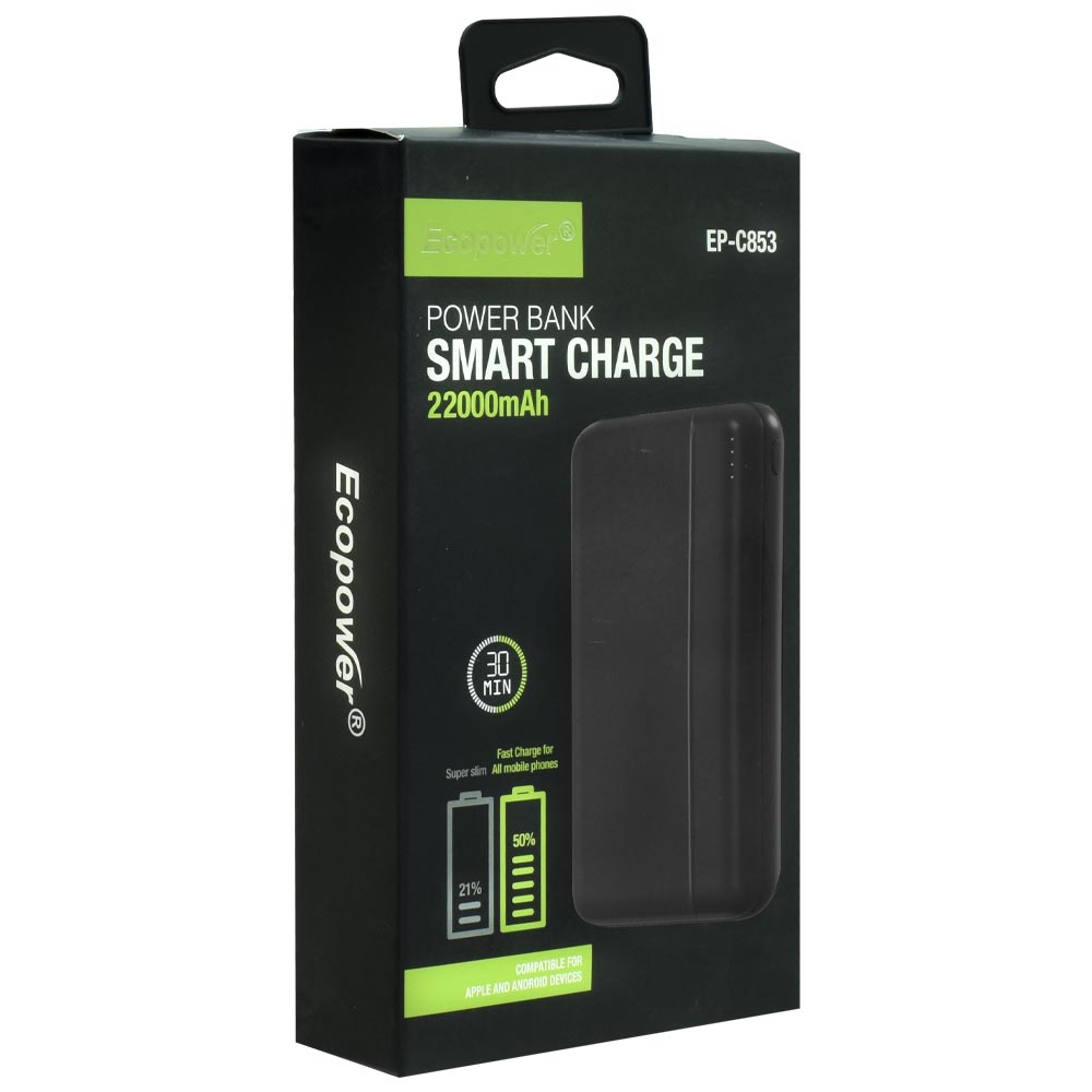 Carregador Portátil Ecopower EP-C853 22000MAH USB / Type-C - Preto no Paraguai - Visão Vip ...