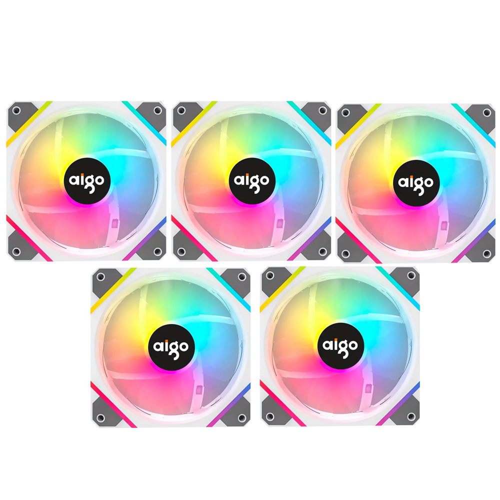 Cooler para Gabinete Aigo AM12 Pro 12X12 ARGB - Branco (Kit com 5) no Paraguai - Visão Vip ...