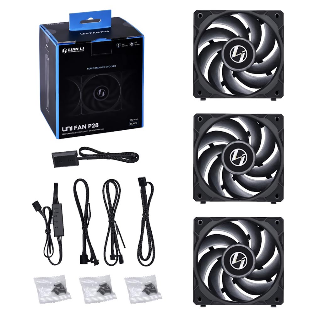 Cooler para Gabinete Lian Li Uni Fan P28 12X12 Preto - Kit com 3 (UF ...
