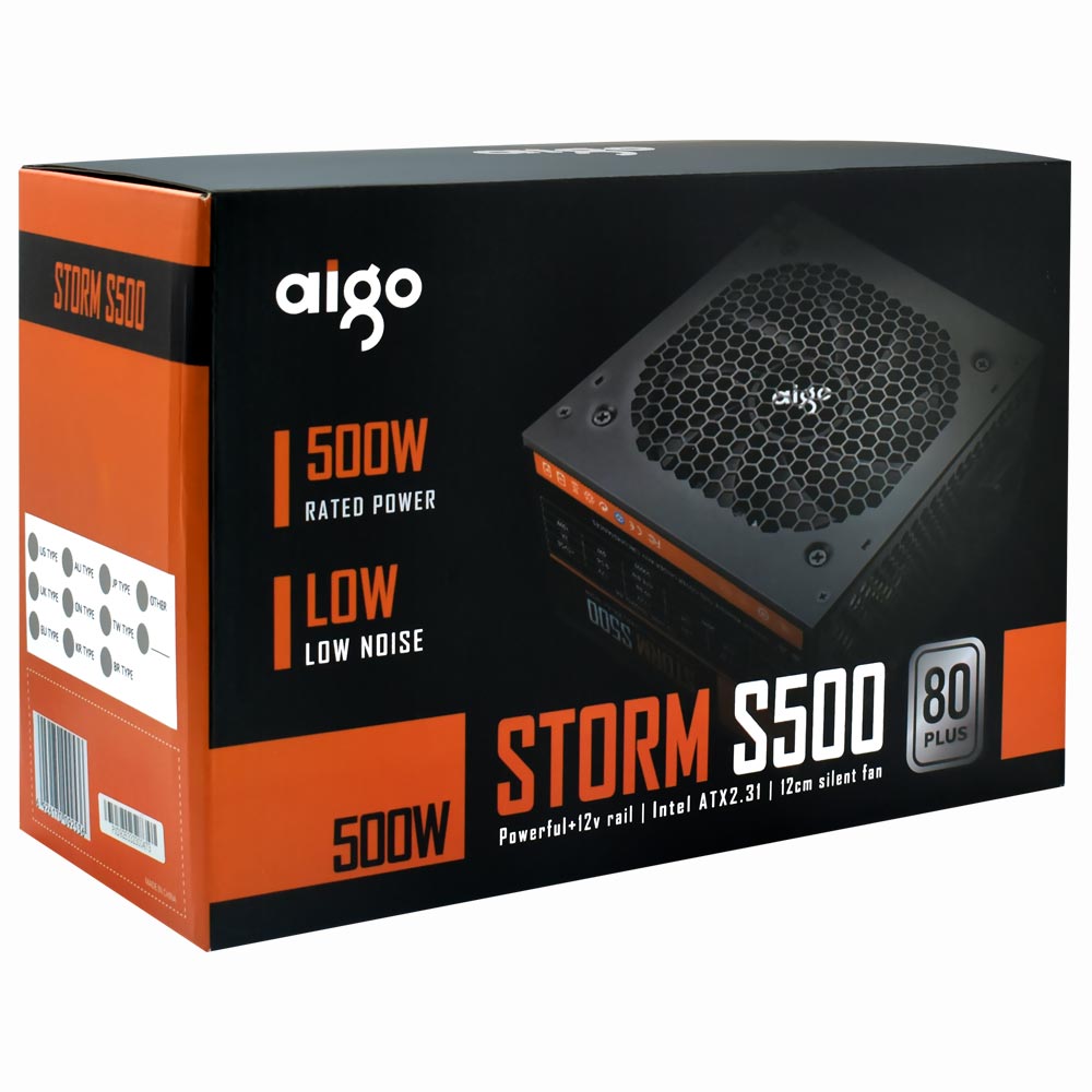 Fonte de Alimentação Aigo Storm S500 500W ATX / 80 Plus White no ...