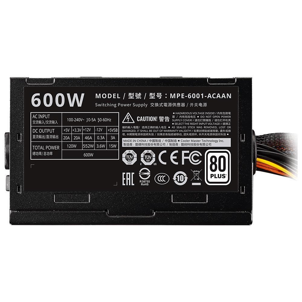 Fonte de Alimentação Cooler Master Hyper White 600W ATX / Não Modular ...