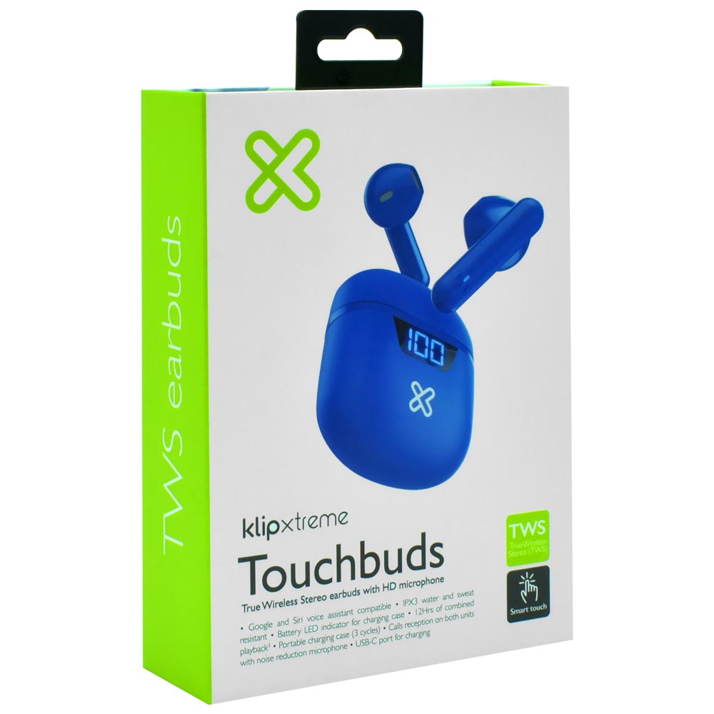 Fone de Ouvido Klip KTE-006BL TouchBuds TWS / Bluetooth - Azul no Paraguai - Visão Vip ...