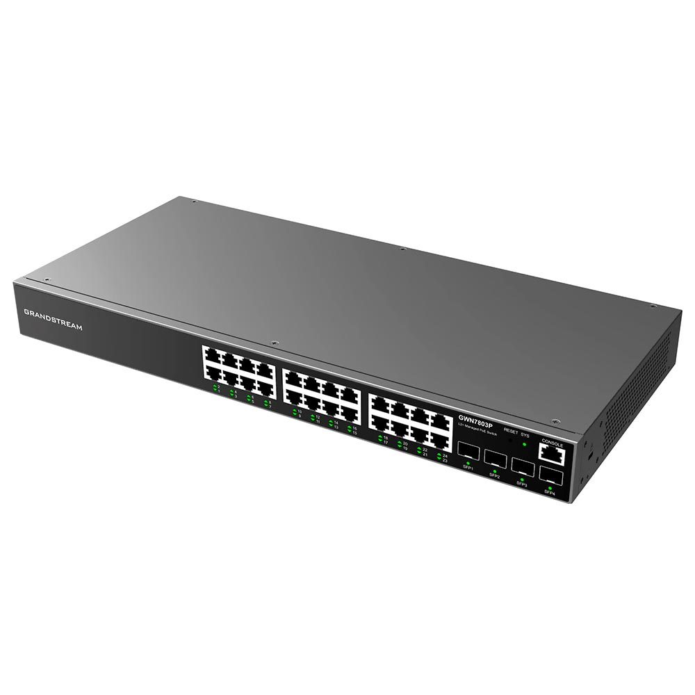 Hub Switch Grandstream GWN7803P 24 Portas Gigabit Poe+ L2+ 4SFP / 360W - 10/100/1000Mbps no ...