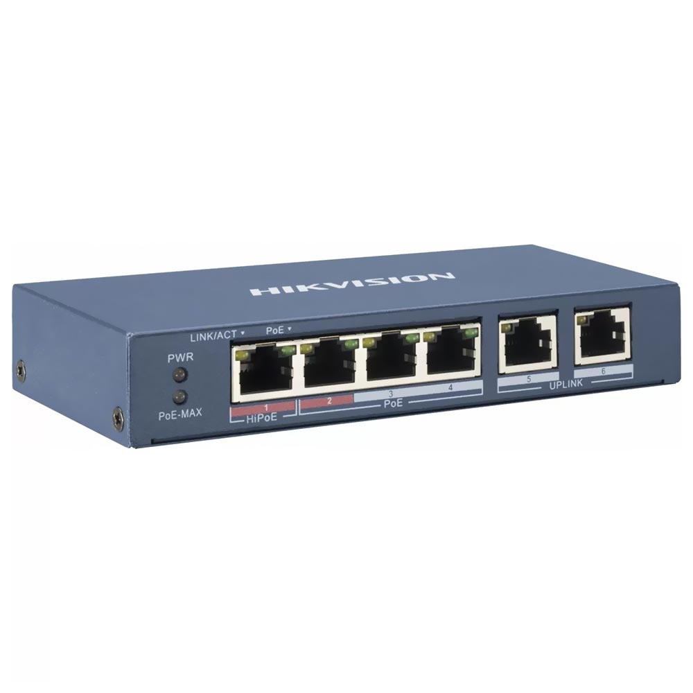 Hub Switch Hikvision DS-3E0106HP-E Poe 4 Portas - 10/100Mbps no ...