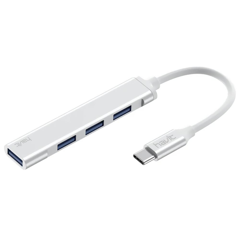 Hub USB Type-C Havit HV-HB41 4 Portas / USB 2.0 / USB 3.0 - Prata no Paraguai - Visão Vip ...
