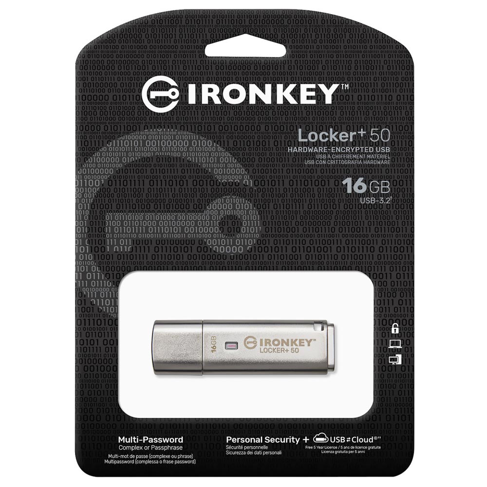 Pendrive Kingston Ironkey Locker+ 50 16GB USB 3.2 - Prata (IKLP50/16GB ...
