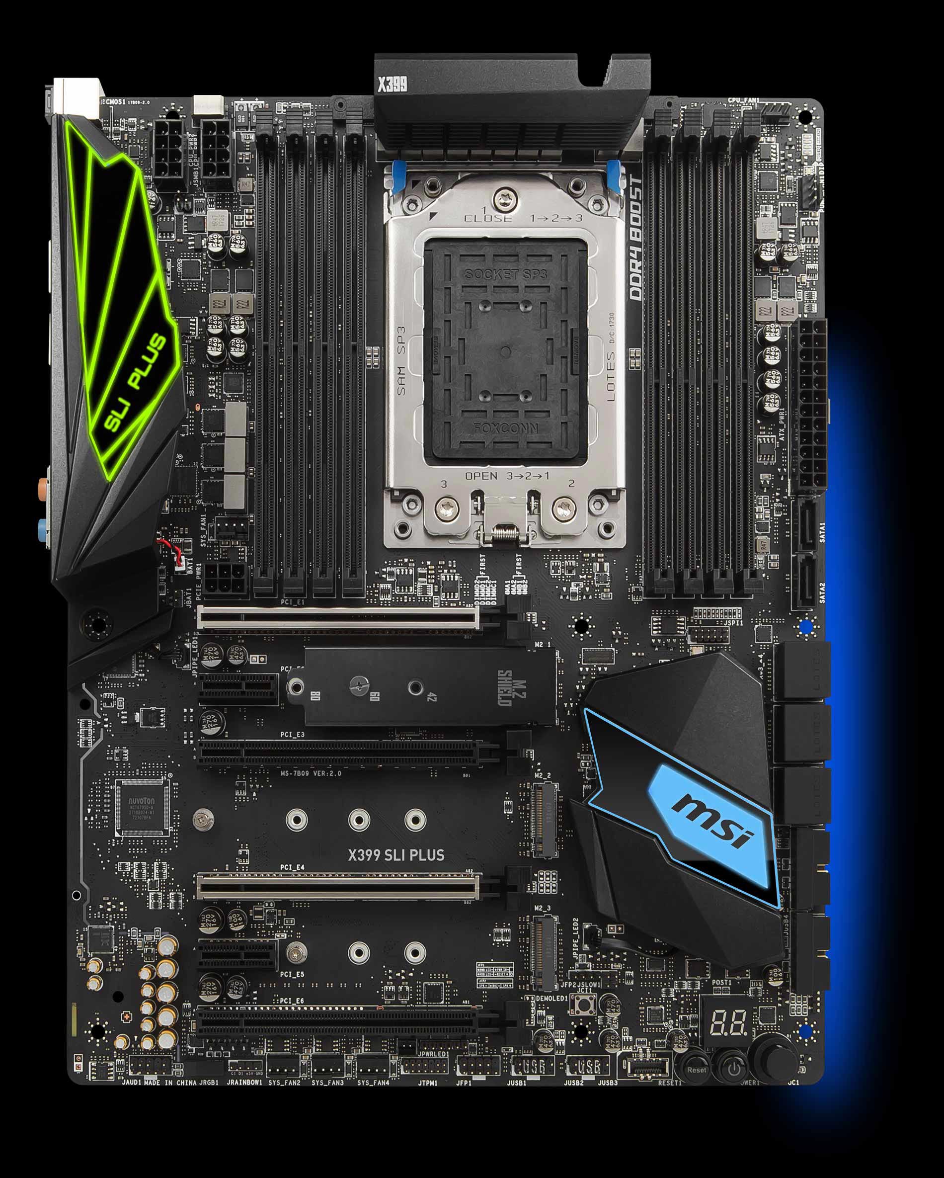 Placa Mãe MSI X399 Sli Plus AMD TR4 Com entrada USB 3.1 Tipo C / SOM ...