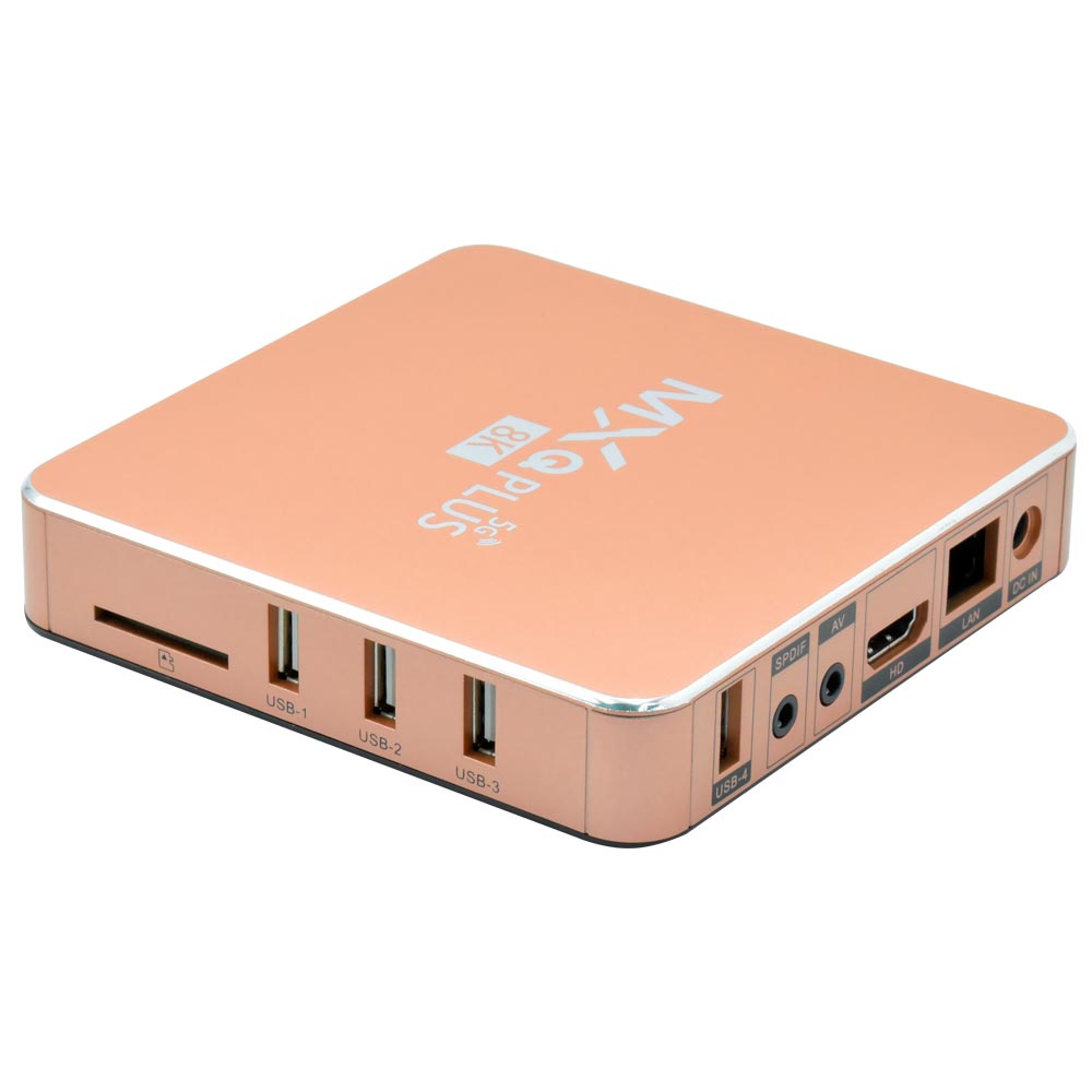 RECEPTOR DIGITAL TV BOX MXQ PLUS 8K 5G DOURADO 4GB/32GB/IPTV/WIFI/HDMI/USB/SD/LAN/ANDROID 10.1 S ...