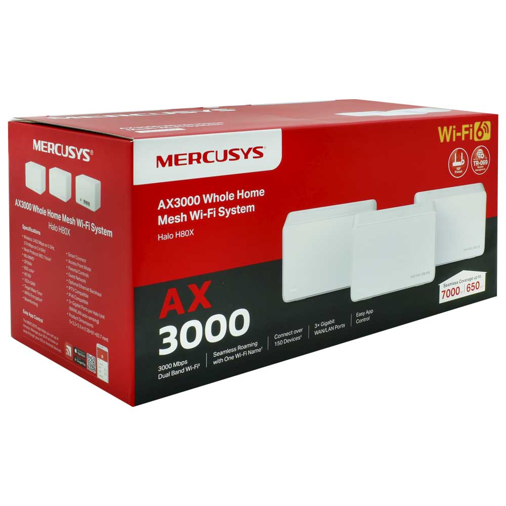 Roteador Mercusys Halo H80X Whole Home Mesh AX3000 Dual Band / 2.4GHz / 5GHz / Wi-Fi 6 - Branco ...