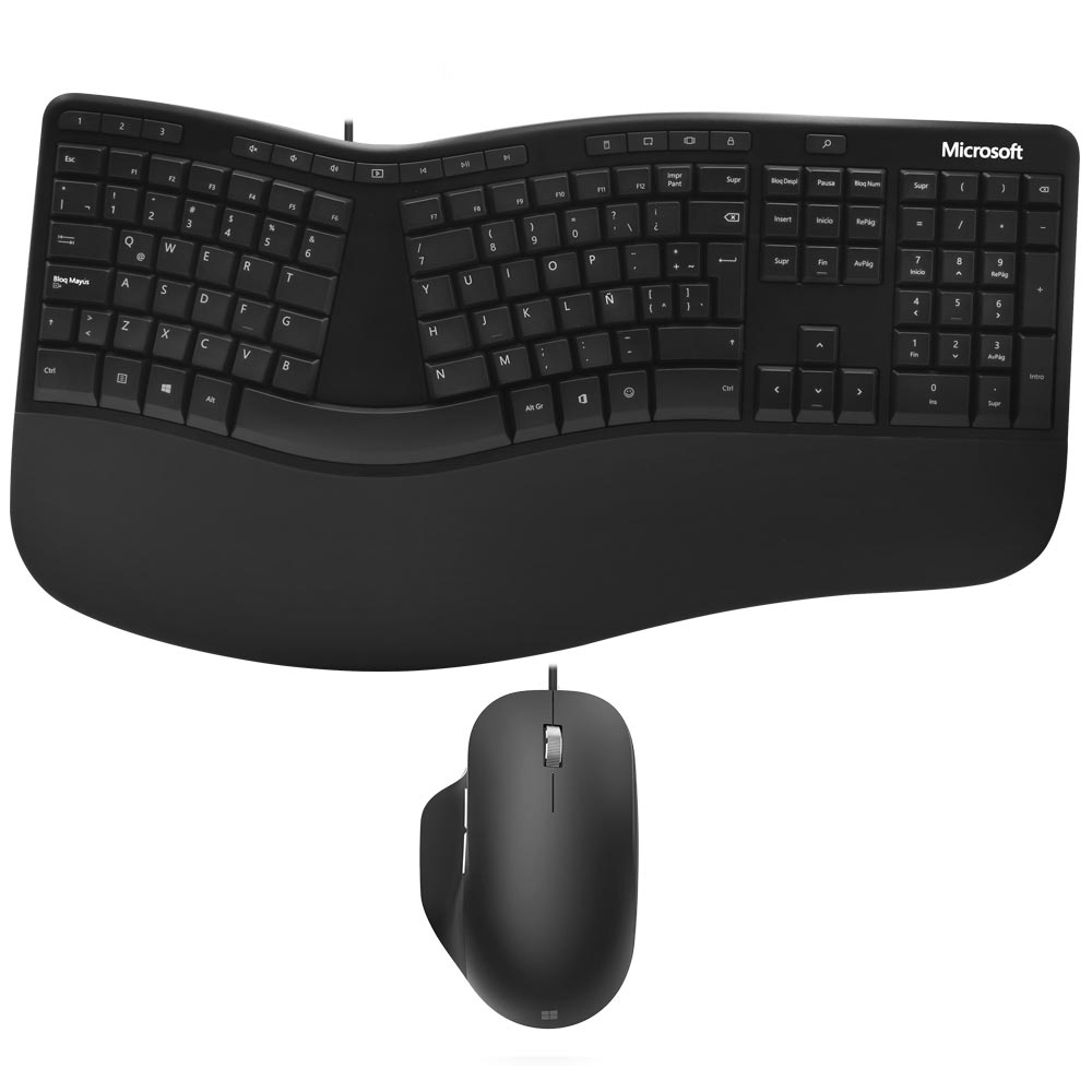 Teclado + Mouse Microsoft RJU-00003 Ergonomic USB / Espanhol - Preto no ...