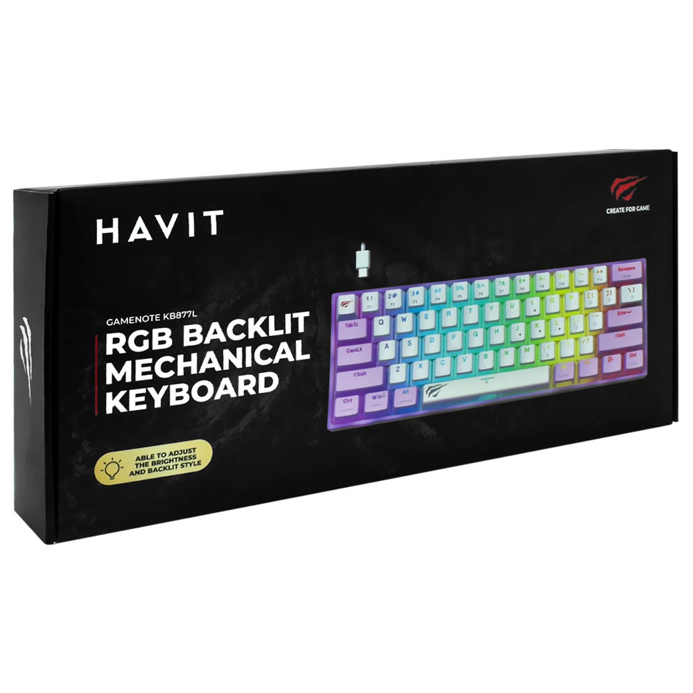 Teclado Gamer Mecânico Havit Gamenote Mini KB877L USB / RGB / RED ...