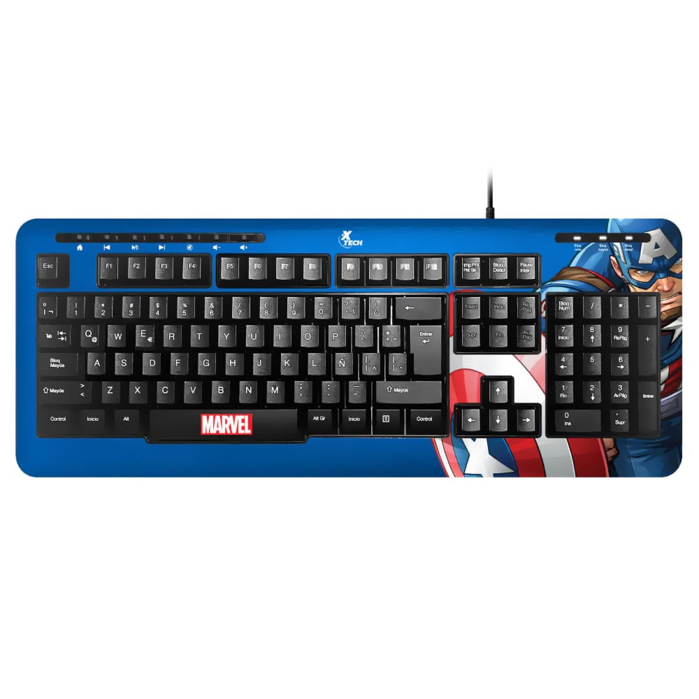 Teclado Xtech XTK-M401CA Marvel Capitão América USB / Espanhol - Azul ...