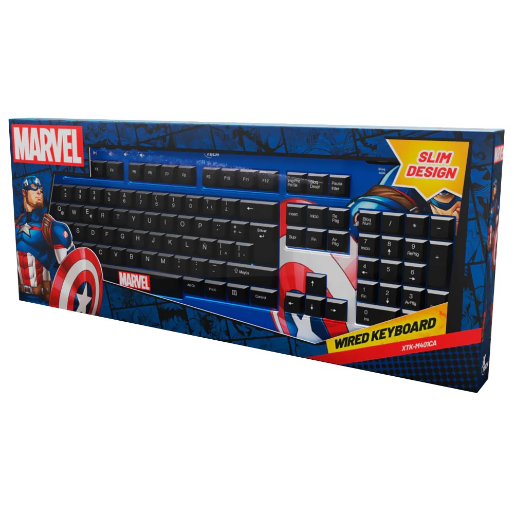 Teclado Xtech XTK-M401CA Marvel Capitão América USB / Espanhol - Azul ...