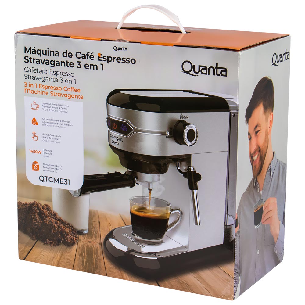 CAFETEIRA QUANTA QTCME31 ESPRESSO STRAVAGANTE 3 EM 1 220V PRETO/CINZA ...