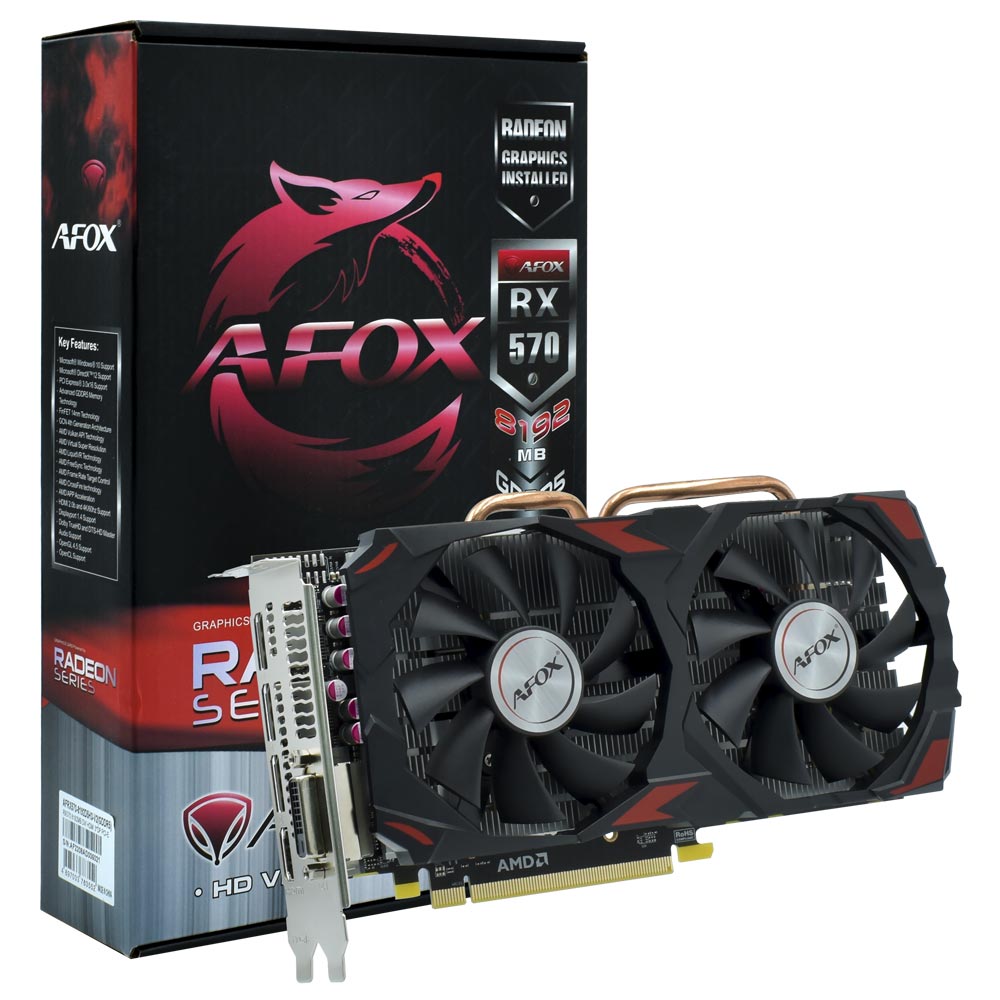 Placa de Vídeo AFOX 8GB Radeon RX-570 GDDR5 - AFRX570-8192D5H3-V2 no ...