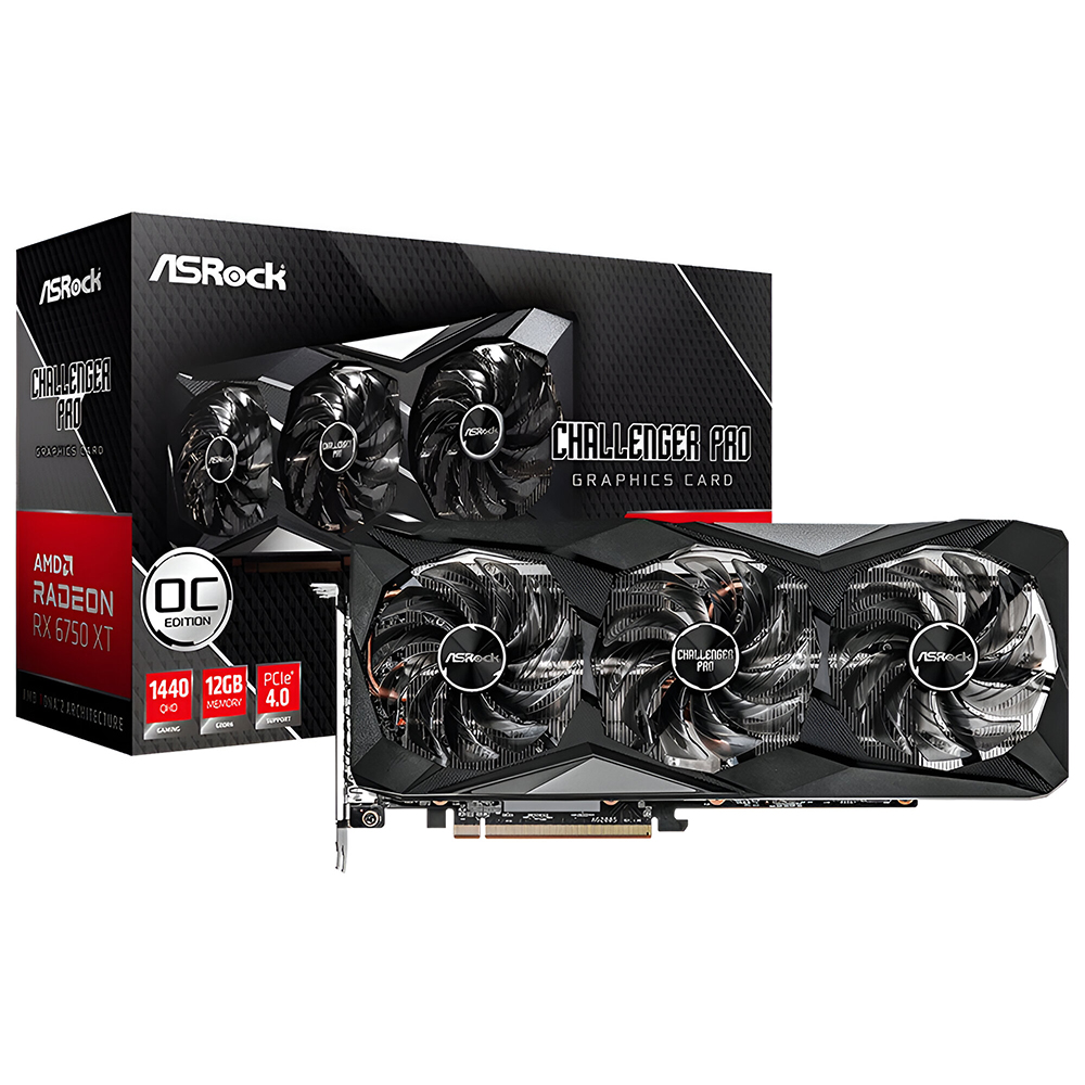 Placa de Video ASRock Challenger Pro OC 12GB Radeon RX6750 XT GDDR6 ...